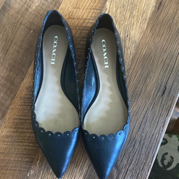 Coach | Shoes | Coach Black Leather Pointed Toe Flats | Poshmark